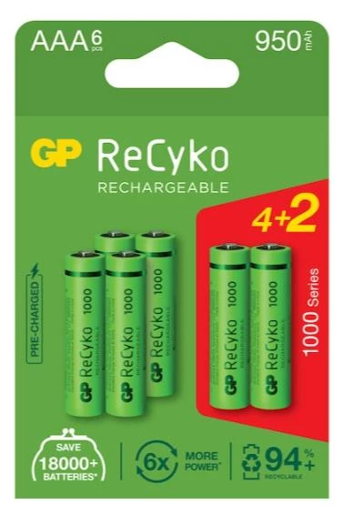 GP 950 mAH ReCyko 4+2 AAA İnce Pil Fiyat ve Özellikleri - Needion